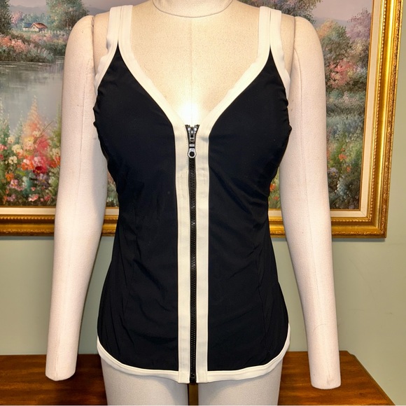 Profile By Gottex | Swim | Profile By Gottex Black White Zip Front Swim ...